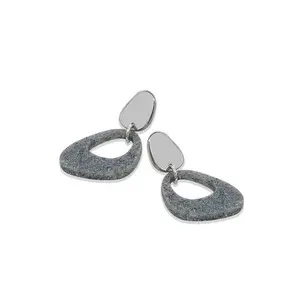 TOOLALLY Pebble Drop Earrings - Grey Stone