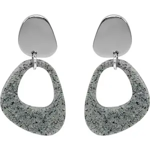 TOOLALLY Pebble Drop Earrings - Grey Stone