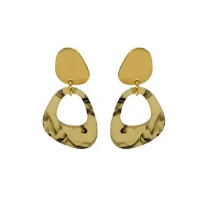 TOOLALLY Pebble Drop Earrings - White Tortoiseshell
