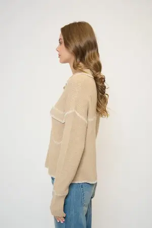 Central Park West Maisie Topstitch Sweater Jacket