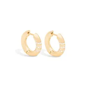 CAMPBELL + CHARLOTTE Crew Round Diamond Huggie Earrings - Diamond- Gold
