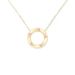 CAMPBELL + CHARLOTTE Pink Sapphire And Diamond Circle Pendant Necklace - Diamond/ Sapphire- Gold