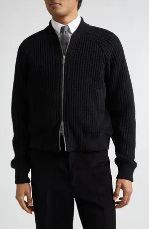 Thom Browne Raglan Wool Bomber Cardigan