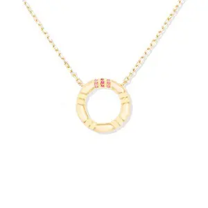 CAMPBELL + CHARLOTTE Crew Small Circle Pendant Necklace - Diamond/ Sapphire- Gold