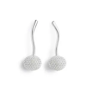 TOOLALLY Pom Pom Drop Earrings - Sterling Silver