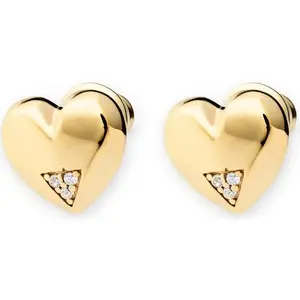 TOOLALLY Art Deco Hearts Stud Earrings - Gold Vermeil