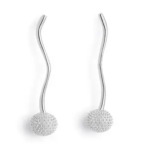 TOOLALLY Pom Pom Drop Earrings - Sterling Silver