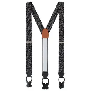 Trafalgar Davy Bones Dancing Skeleton Silk Button End Suspenders - Black