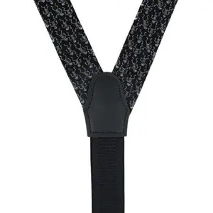 Trafalgar Davy Bones Dancing Skeleton Silk Button End Suspenders - Black