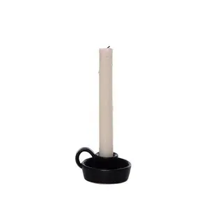 TRANSPAC Dolomite Taper Candle Holder Elegant Ceramic Design - Black