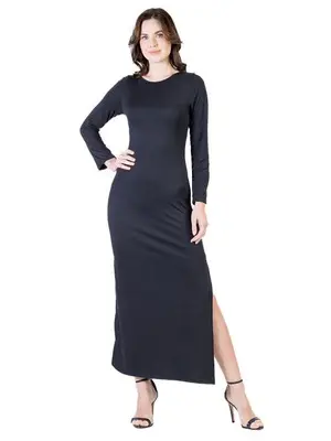 24seven Comfort Apparel Slit Dresses