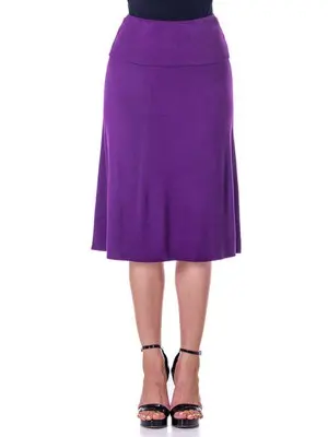 24SEVEN COMFORT APPAREL A-line Knee Length Skirt - Purple