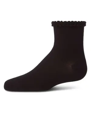 MEMOI Bubble Stitch Welt Anklet Socks - Black