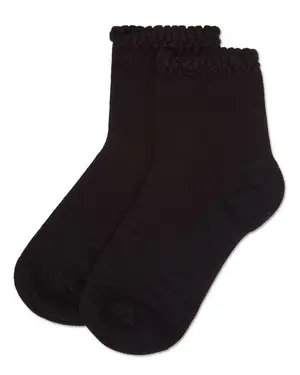 MEMOI Bubble Stitch Welt Anklet Socks - Black
