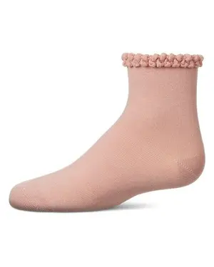 MEMOI Bubble Stitch Welt Anklet Socks Blush
