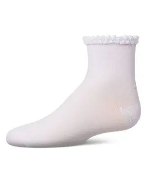 MEMOI Bubble Stitch Welt Anklet Socks White