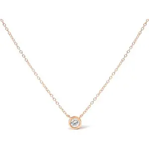 HAUS OF BRILLIANCE 10k Gold 1/5ct Diamond Solitaire Pendant Necklace - Rose