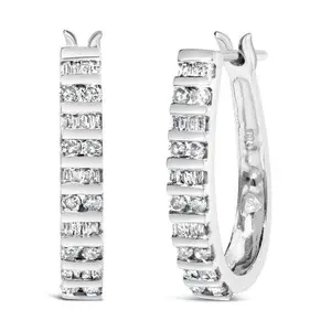 HAUS OF BRILLIANCE 10k Gold 1.0 Cttw Diamond Hoop Earrings - White