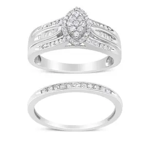HAUS OF BRILLIANCE Silver 1/2 Cttw Diamond Bridal Set - White