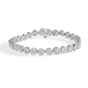HAUS OF BRILLIANCE 14k Gold 2.00 Cttw Diamond Halo Link Tennis Bracelet - White