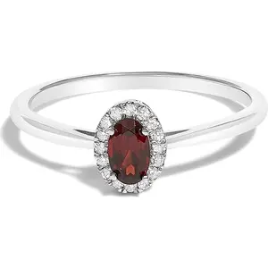 HAUS OF BRILLIANCE 10k White Gold Oval Gemstone And Diamond Accent Halo Ring - Red Garnet