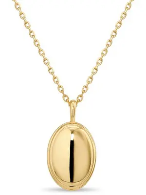 DEVATA Gold Plated Sterling Silver Contour-lined Dome Pendant Necklace - Yellow Gold