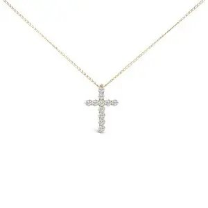 HAUS OF BRILLIANCE 14k Gold 0.50 Cttw Lab Grown Diamond Cross Pendant Necklace - Yellow