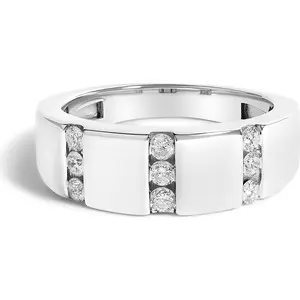 HAUS OF BRILLIANCE Silver 1/2 Cttw Diamond Three Stone Band Ring - White