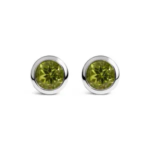 HAUS OF BRILLIANCE 925 Sterling Silver Gemstone Stud Earrings - Green Peridot