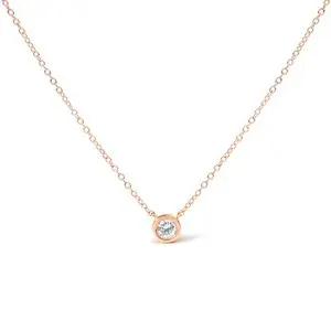 HAUS OF BRILLIANCE 10k Gold 1/2ct Diamond Solitaire Pendant Necklace - Rose
