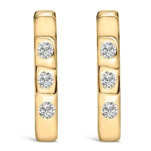 HAUS OF BRILLIANCE 10k Gold 1/10 Cttw Lab Grown Diamond Huggie Hoop Earrings - Yellow