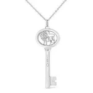 HAUS OF BRILLIANCE 925 Sterling Silver Diamond Accent Zodiac Key Pendant Necklace - Leo