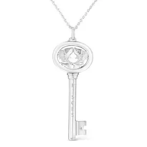 HAUS OF BRILLIANCE 925 Sterling Silver Diamond Accent Zodiac Key Pendant Necklace - Pisces
