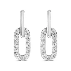 HAUS OF BRILLIANCE 10k Gold 1/2 Cttw Lab Grown Diamond Paperclip Drop Earrings - White