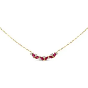 HAUS OF BRILLIANCE 14k Gold Ruby And Diamond Necklace - Yellow