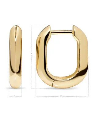 DEVATA Beveled Hoop Earrings In Gold Plated Sterling Silver