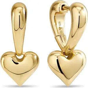 DEVATA Heart Huggie Hoop Earrings - Yellow Gold