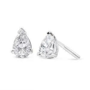 HAUS OF BRILLIANCE 14k Gold 1.0 Ct Pear Lab Grown Diamond Stud Earrings - White
