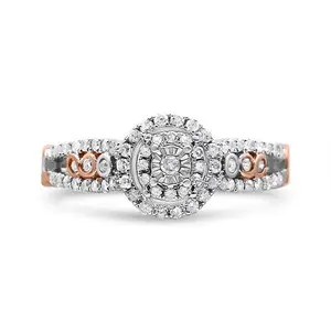 HAUS OF BRILLIANCE 14k Rose Gold Plated Silver Diamond Engagement Ring - White