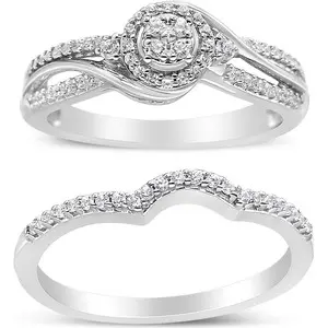 HAUS OF BRILLIANCE Silver 1/3 Cttw Diamond Bridal Ring Set - White