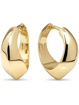 DEVATA Beveled Curve Hoop Earrings - Yellow Gold
