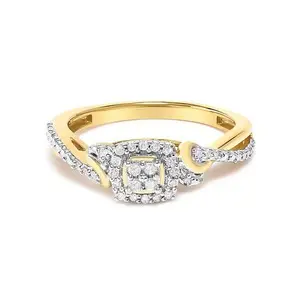 HAUS OF BRILLIANCE 14k Gold Plated .925 Silver Diamond Engagement Ring - Yellow