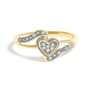 HAUS OF BRILLIANCE 10k Gold Diamond Accent Filigree Heart Promise Ring - Yellow