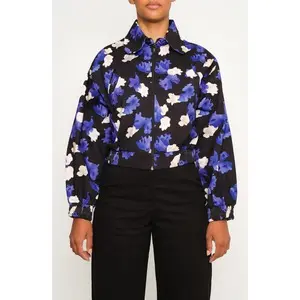 THE LULO PROJECT Citadel Floral Stretch Cotton Bomber Jacket