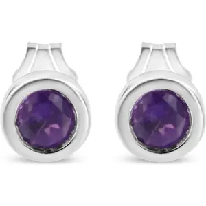 HAUS OF BRILLIANCE Stud Earrings With Created Gemstones - Purple Amethyst