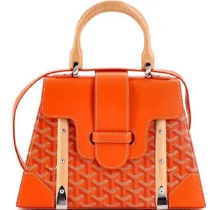 GOYARD Saigon Top Handle Bag Coated Canvas With Leather Pm - Orange