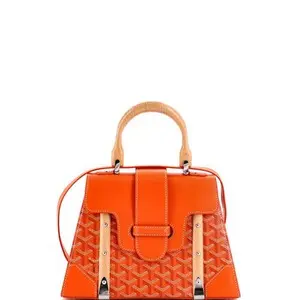 Goyard Saigon Top Handle Bag Coated Canvas With Leather PM Orange