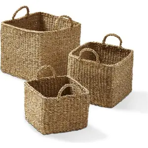 TAG Natural Seagrass Square Decorative Basket For Everyday Use - Beige