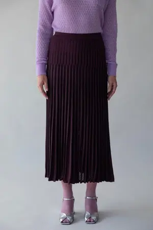 SSKEIN Soleil Midi Skirt - Aubergine