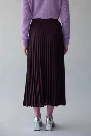 SSKEIN Soleil Midi Skirt - Aubergine